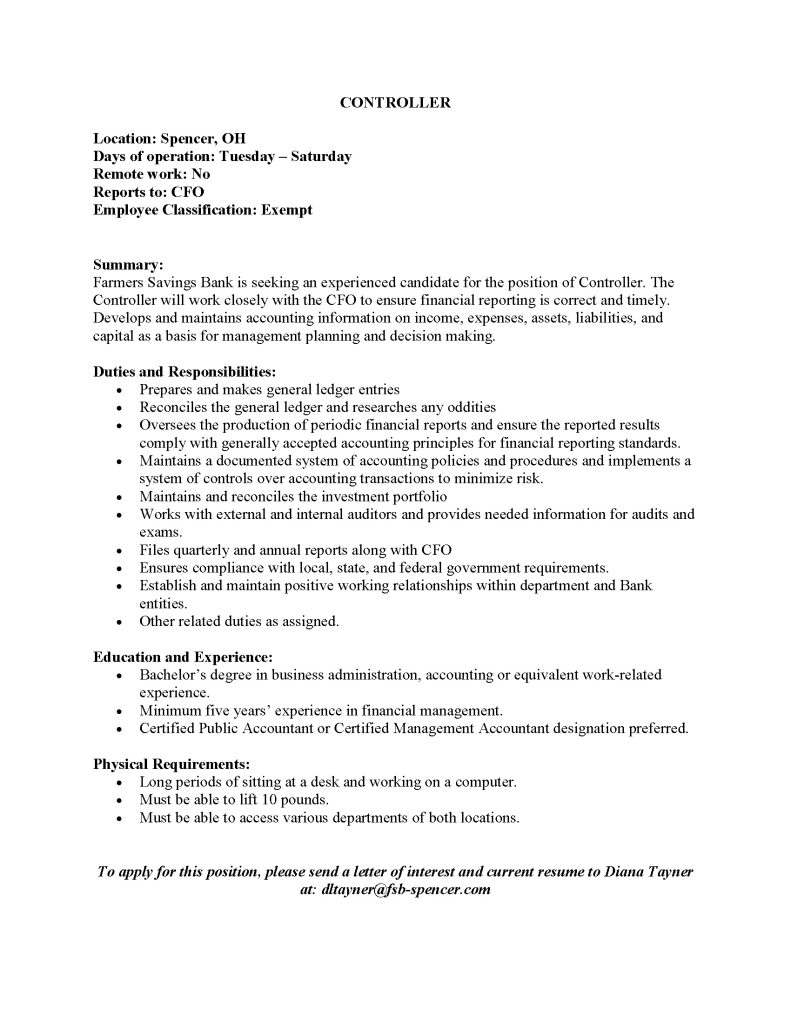 Job Opportunities | The Farmers Savings Bank